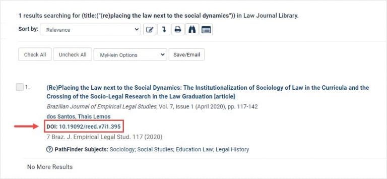 Searching for a Digital Object Identifier (DOI) Number in HeinOnline ...