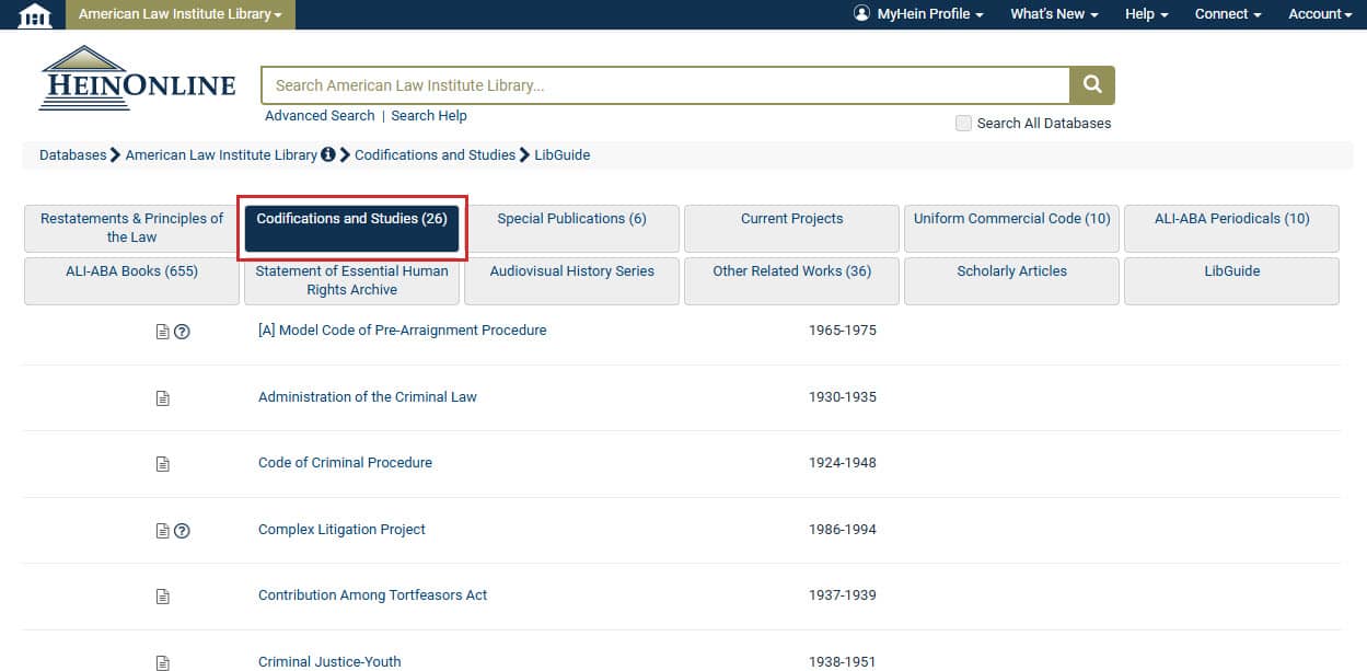 How To Locate the Model Penal Code - HeinOnline Knowledge Base